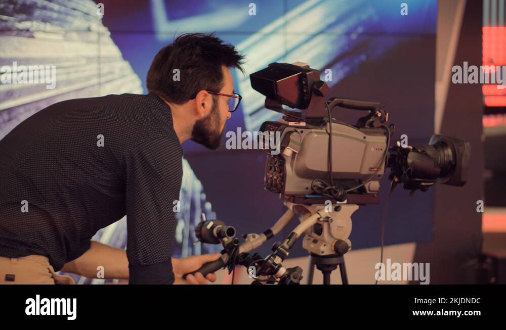 Cameraman TV Studio Video Production Filming.Camera Operator TV Channel ...