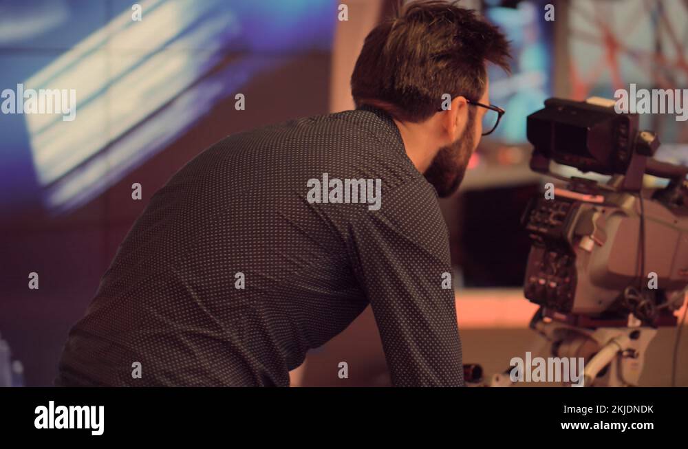 Cameraman TV Studio Video Production Filming.Camera Operator TV Channel ...