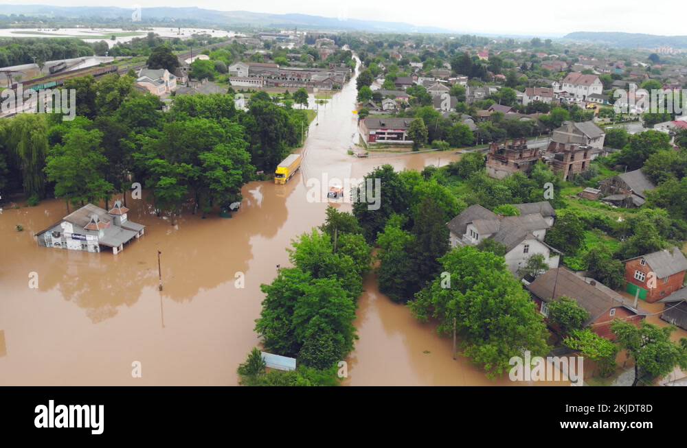 Ukraine. Galych 24 June 2020. Aerial View of The ambulance goes on the ...