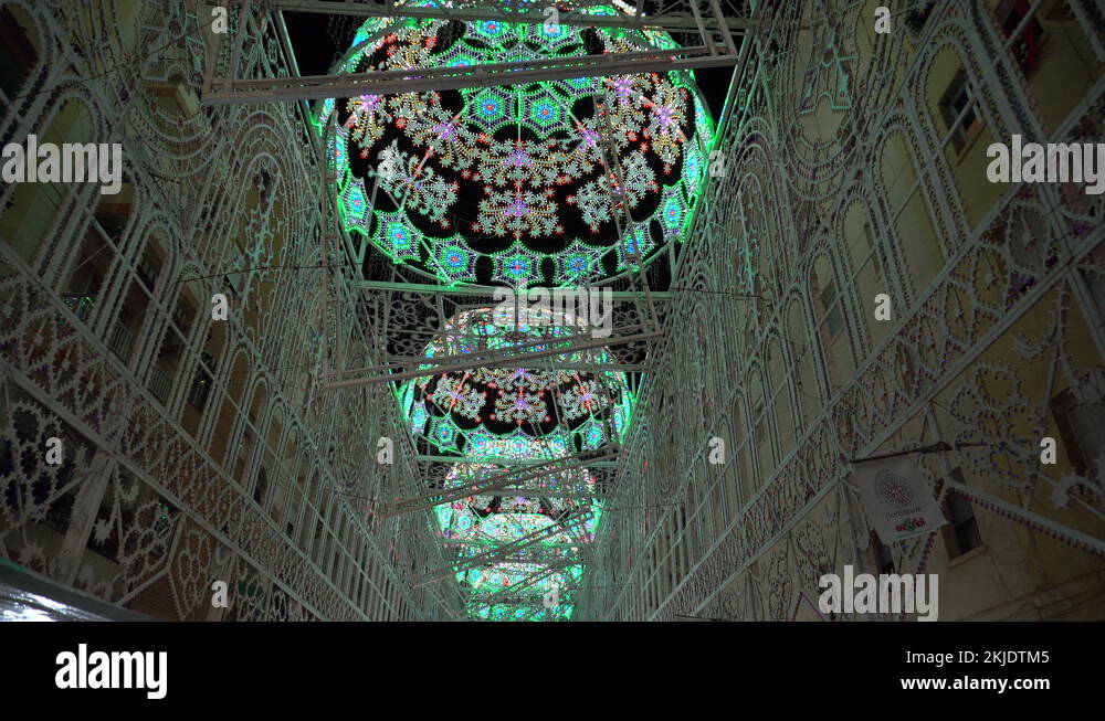 Bright multi-coloured amazing light show Open air street Light show ...