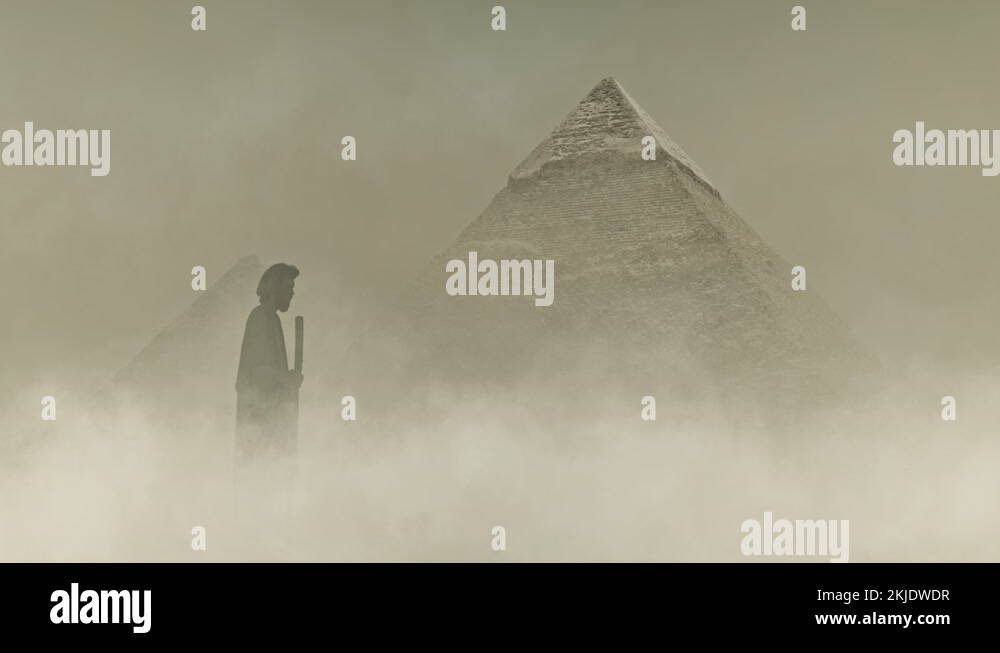 Moses and the Great Pyramid of Giza Under a Sandstorm Stock Video ...