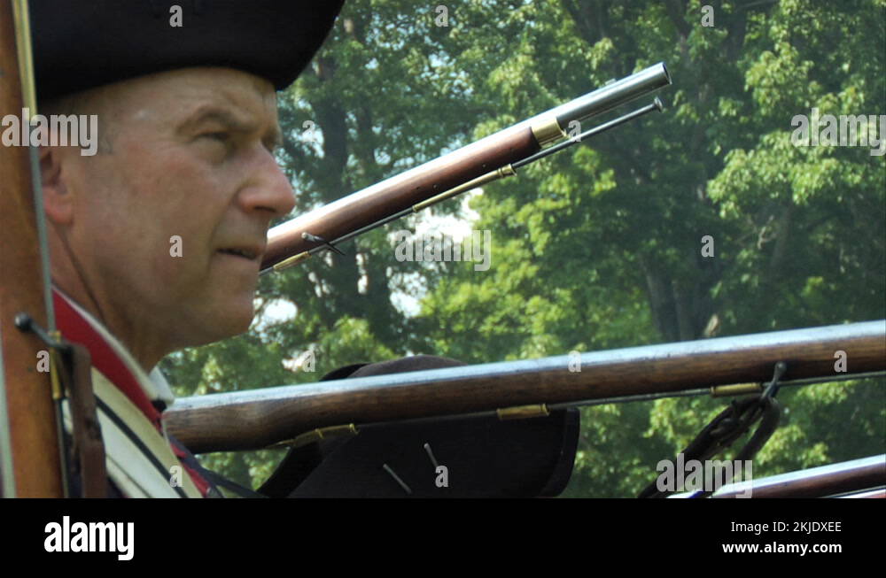 Continental Soldiers fire intense musket volley on British Re-enactors ...