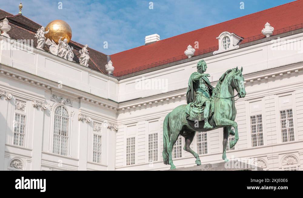 Equestrian statue of Holy Roman Emperor Joseph II riding a horse in ...