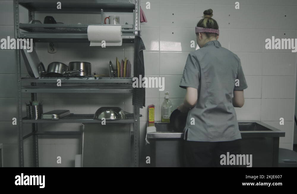 Washing commercial kitchen rear view Stock Videos & Footage - HD and 4K ...