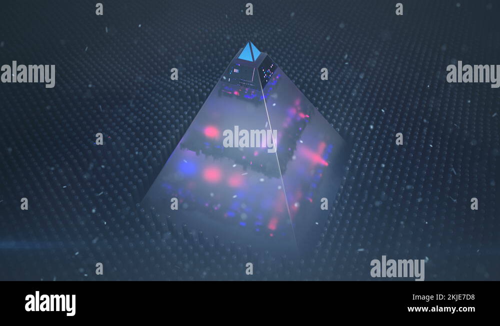 Hi-tech pyramid and scanning of waveform seamless loop 3D render ...