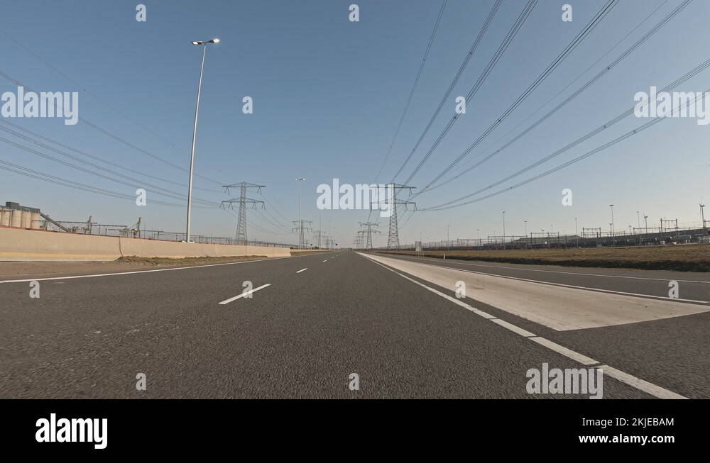 Car Driving on a Dutch Motorway, Maasvlakte, Rotterdam Stock Video ...