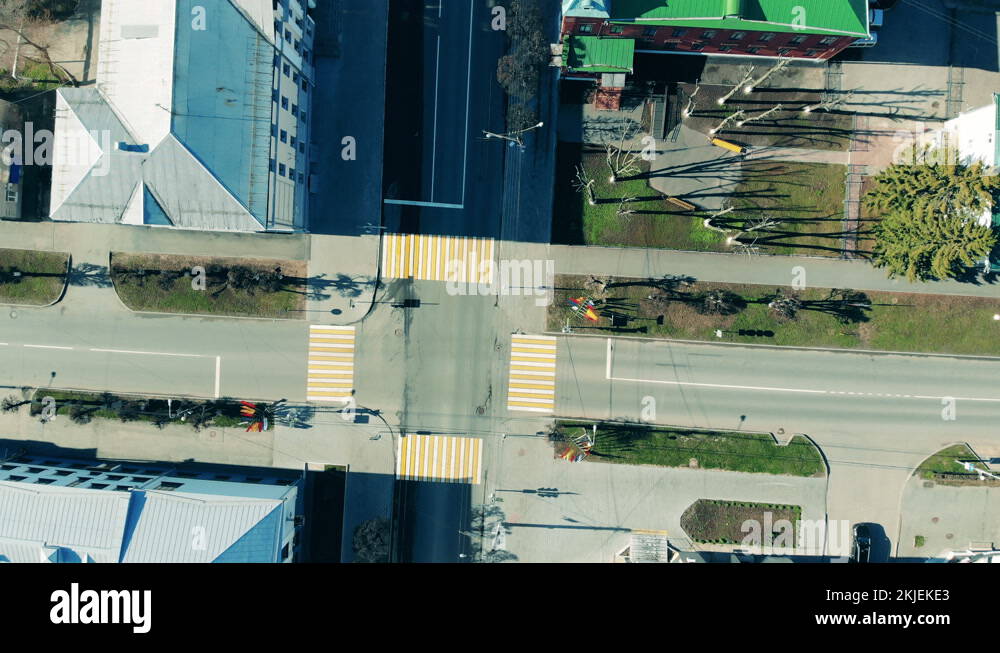 Empty driveways and an intersection in a view from above Stock Video ...