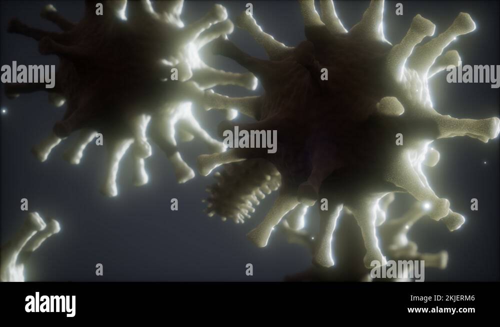 Bacteria virus or germs microorganism cells under microscope with depth ...