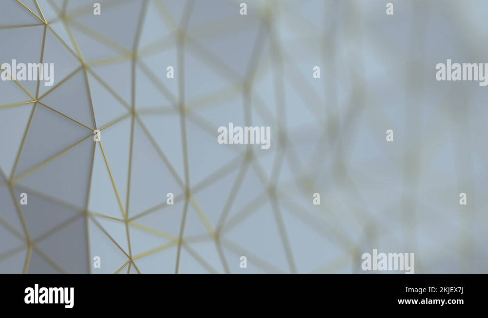 White low poly mesh with gold edges 3D render seamless loop animation ...