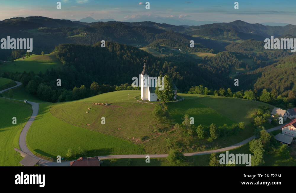 Sveti Andrej, Slovenia - 4K drone flying around Saint Andrew's Church ...