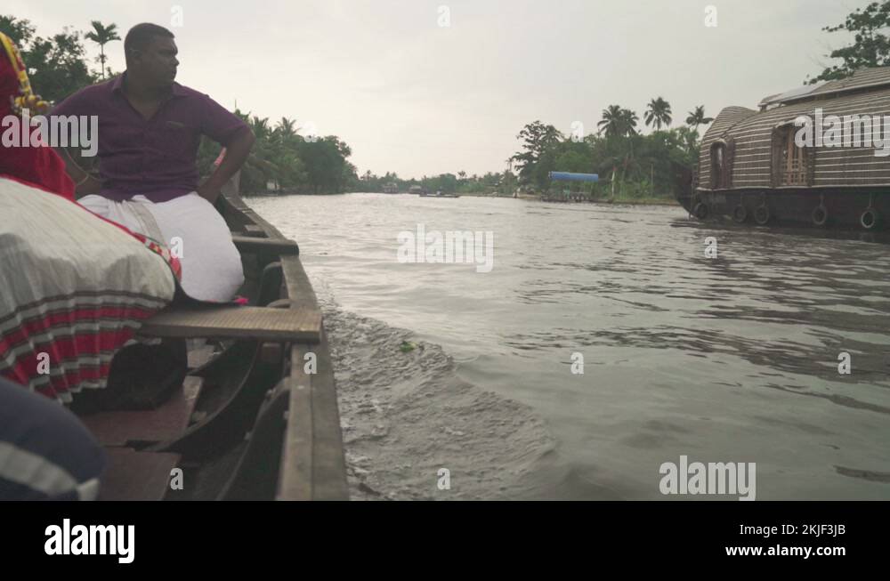 Indian People Sailing On A Boat In Kerala Backwaters In India - wide ...
