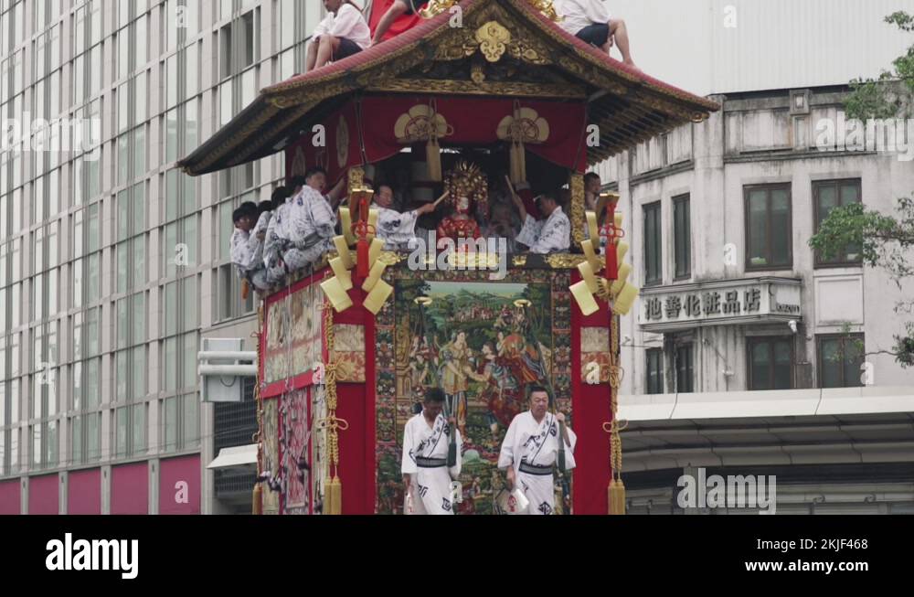 People Playing Musical Instruments On A Giant Float During The Yamaboko ...