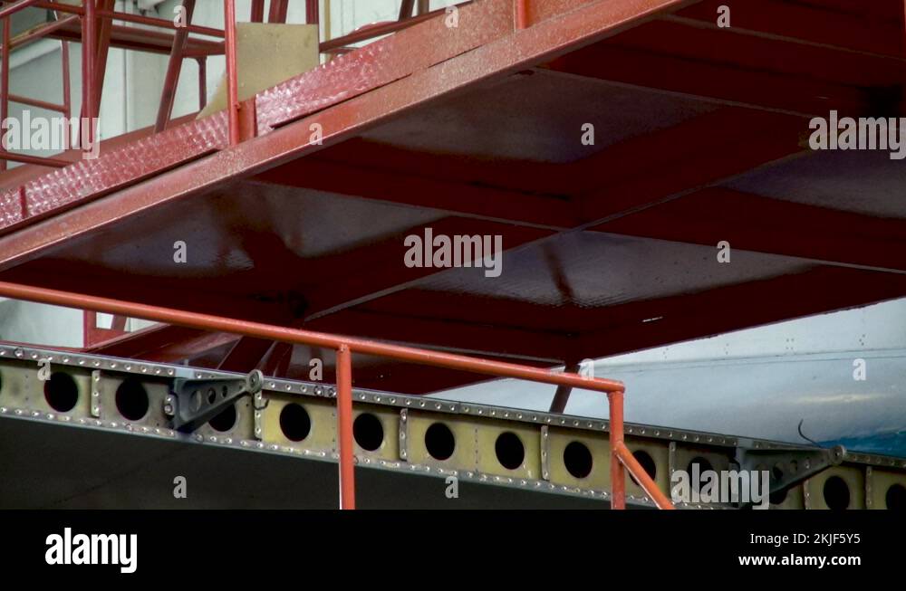 Step-ladders and equipment for repairing tail unit of IL-18 passenger ...