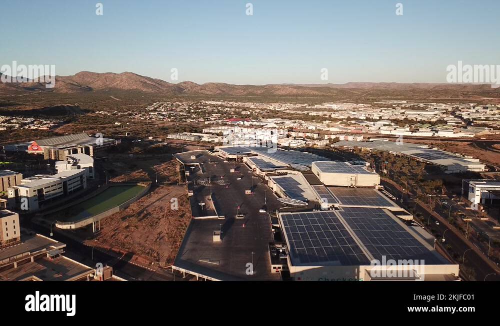 4K aerial video of shopping mall in Windhoek, capital of Namibia Stock ...