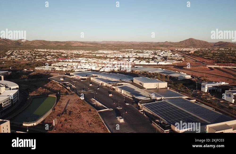 4K aerial video of shopping mall in Windhoek, capital of Namibia Stock ...