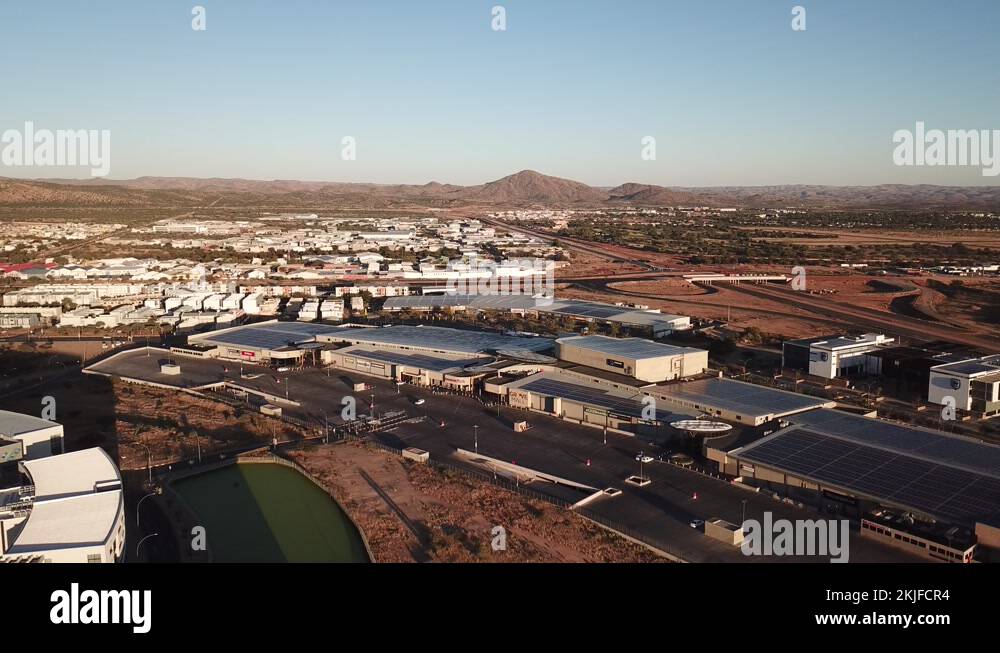 4K aerial video of shopping mall in Windhoek, capital of Namibia Stock ...
