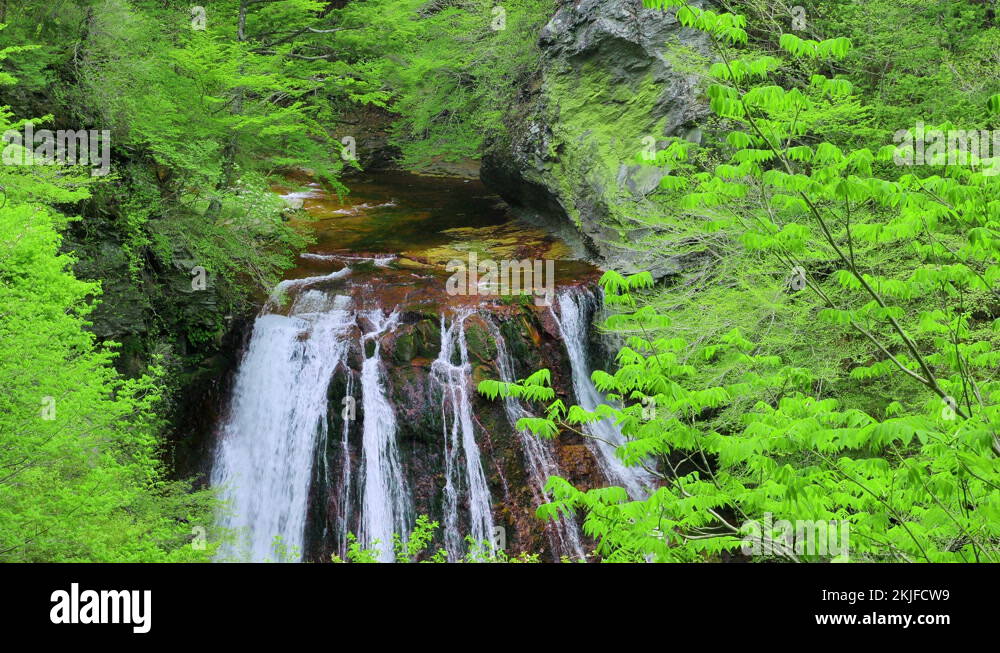 WS Landscape with waterfall, Yokoya Gorge, Gero, Gifu Prefecture, Japan ...