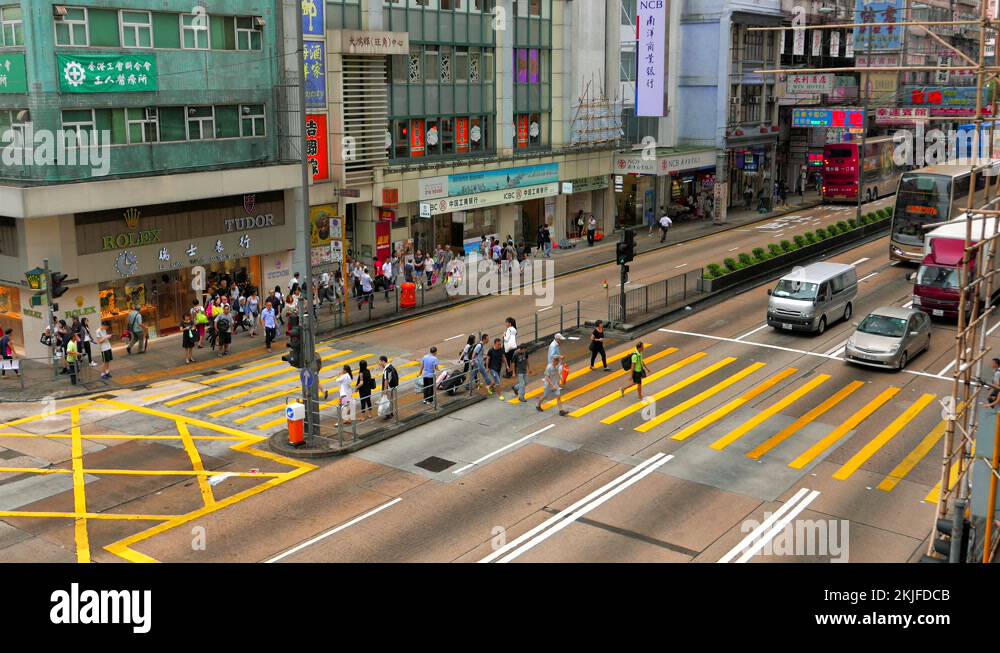 HONG KONG - Street view with people on crosswalk in Kowloon . 4K Stock ...