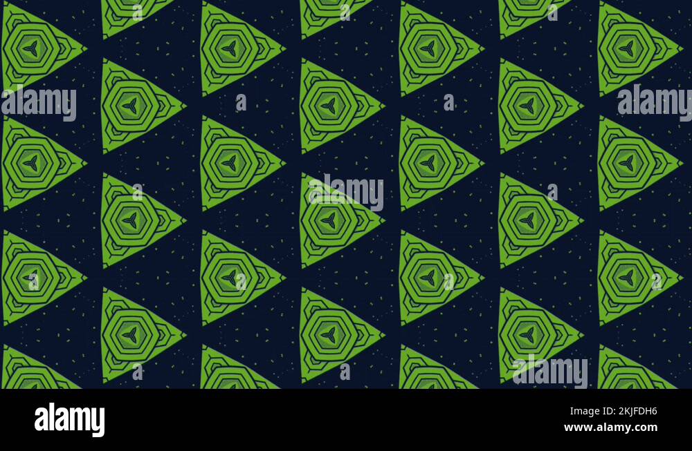 Graphic effect with triangles in dark blue and green, moving vertically ...