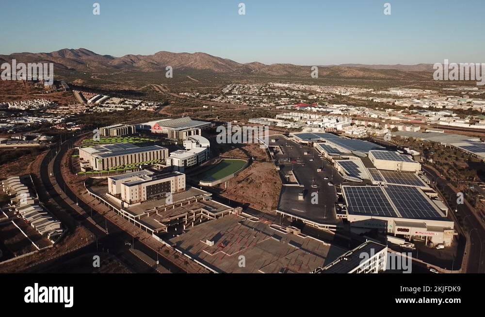 4K aerial video of shopping mall in Windhoek, capital of Namibia Stock ...
