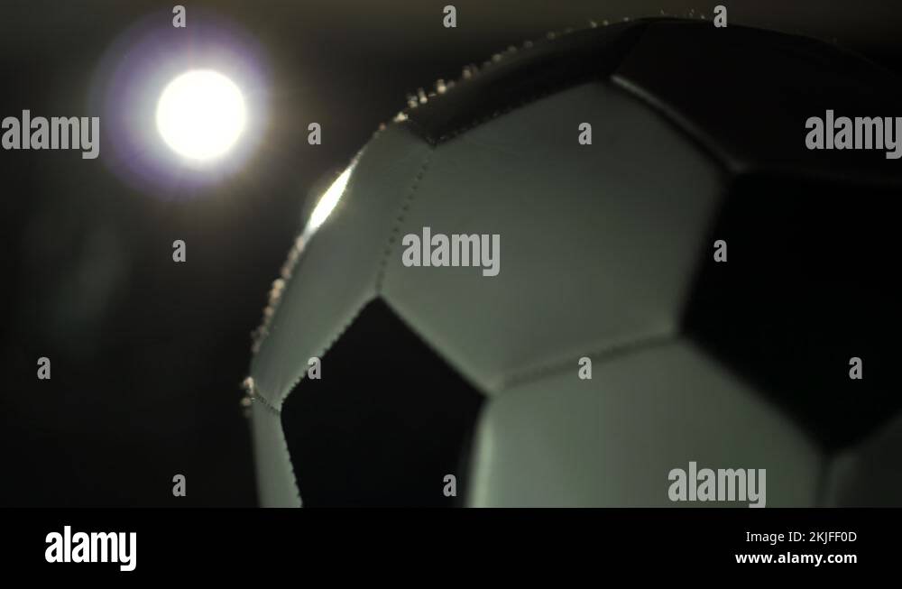 Cinematic Football Soccer Ball Rotates In Stadium At Night, 4K Sports ...