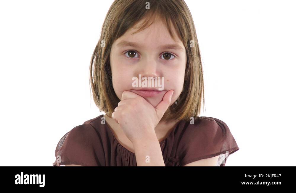 Scratching her chin hand sign Stock Video Footage - Alamy