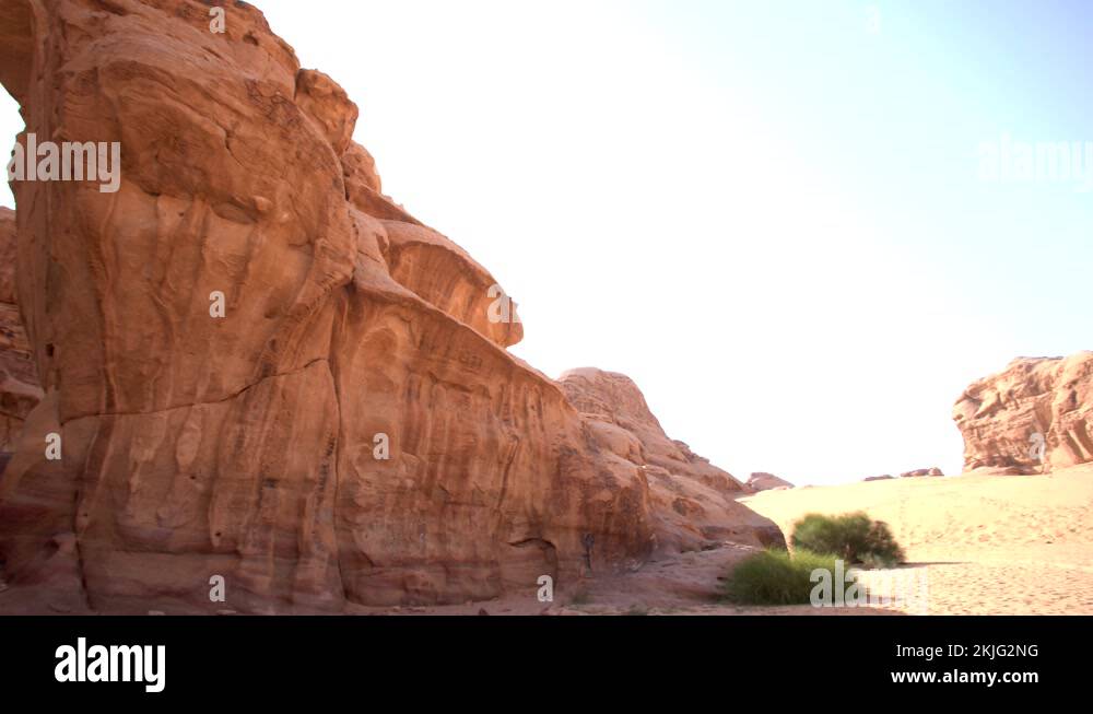 Wadi Rum - a valley cut into the sandstone and granite rock in southern ...
