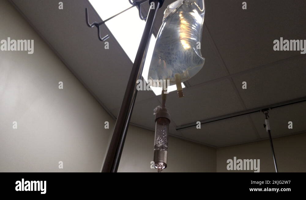 Iv drip in hospital saline drip bag for intravenous medical treatment ...
