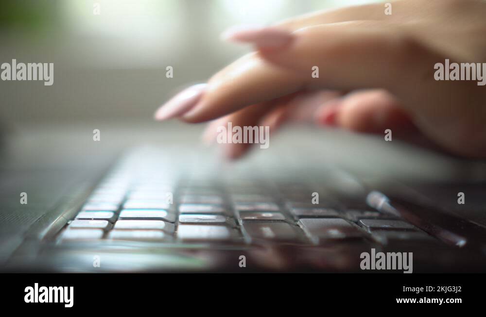 Business woman hands type on laptop keyboard business 4K Hands touch ...