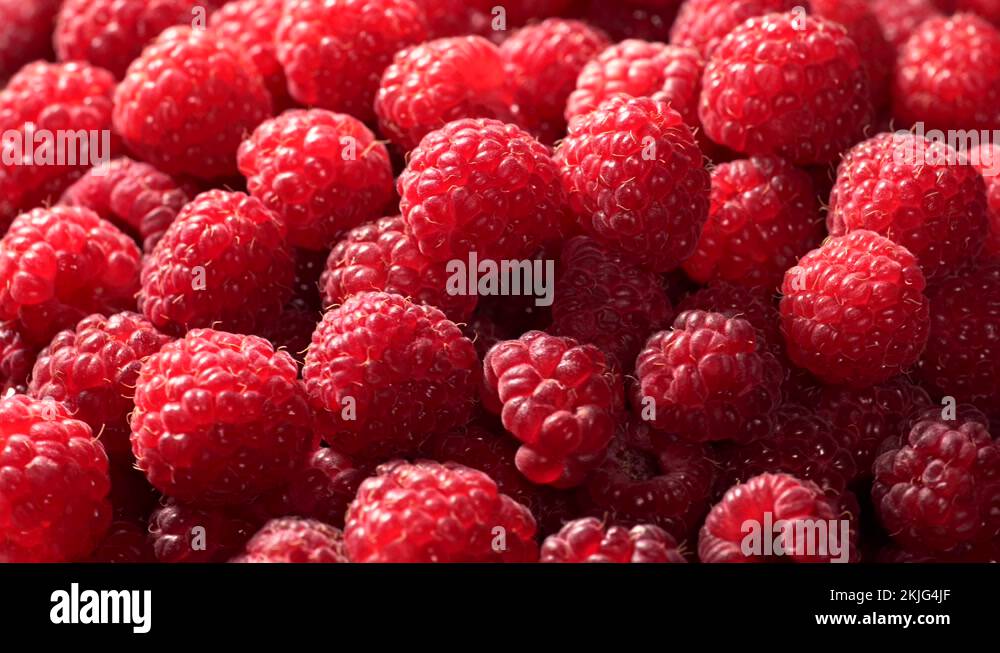 Fresh red Raspberry fruits as organic and vitamin food background ...