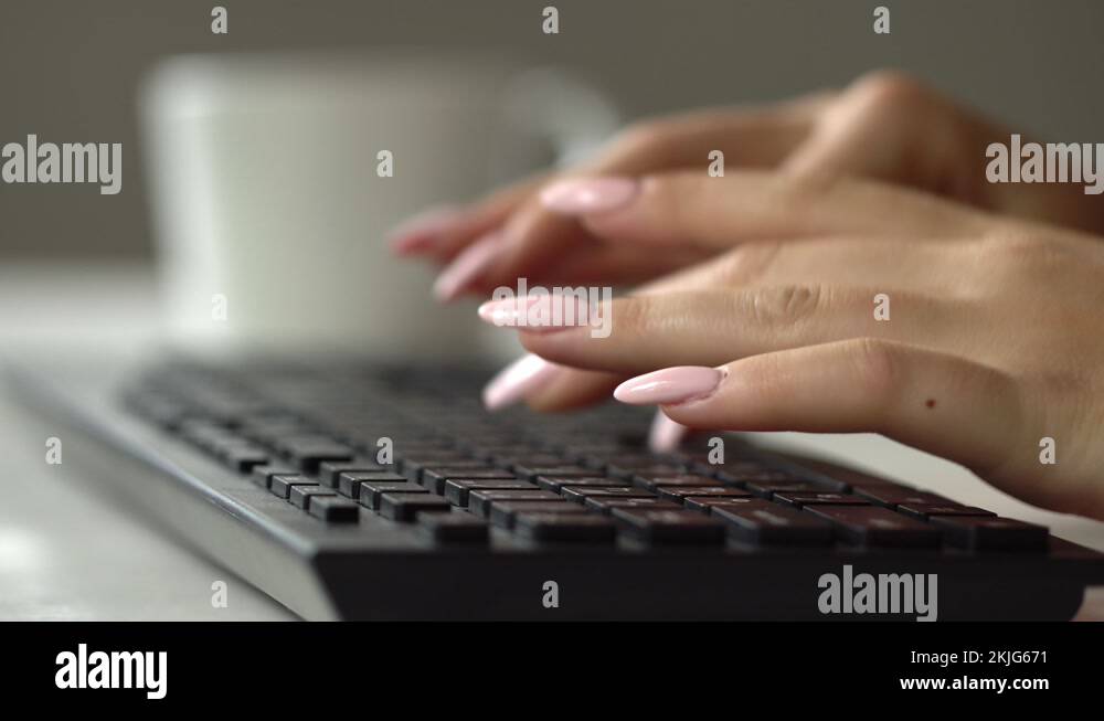 Business woman hands type on laptop keyboard business 4K Hands touch ...