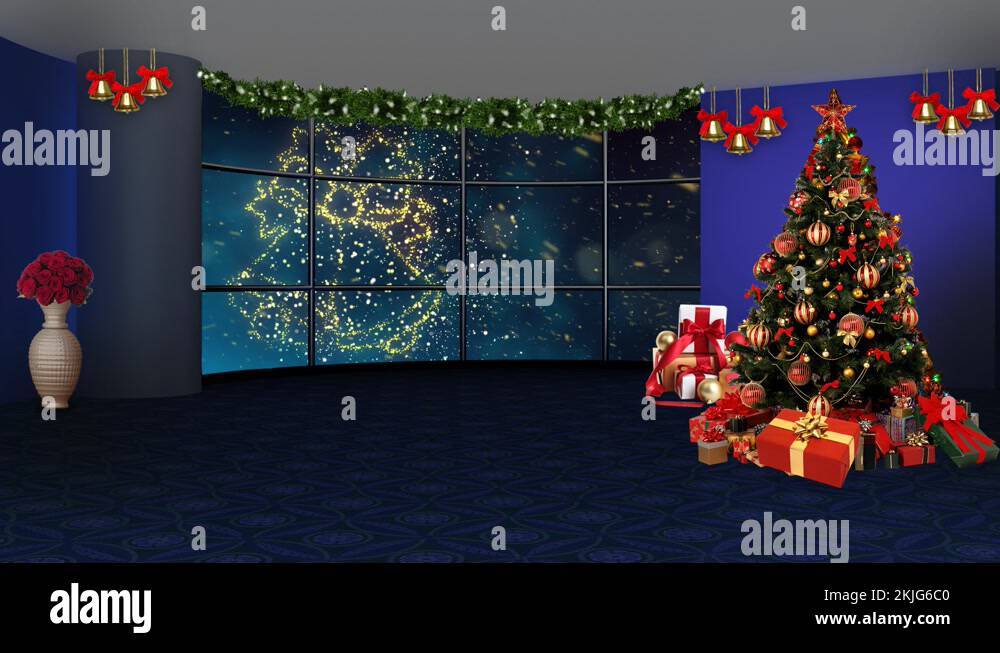 Christmas TV Studio Set 44 - Virtual Green Screen Background Loop Stock ...