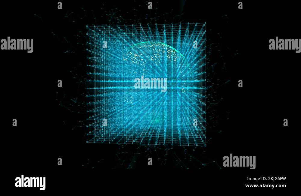 4k Abstract Digital Data Globe With Binary Code Gridsatellite Data Download Stock Video Footage 3616