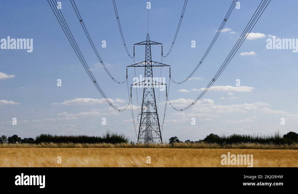 Pylons in field blue sky Stock Videos & Footage - HD and 4K Video Clips ...