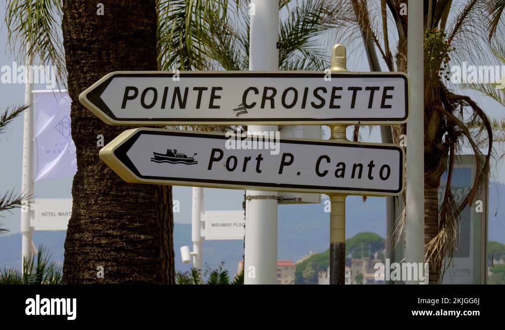 Direction signs in the city of Cannes France Stock Video Footage - Alamy