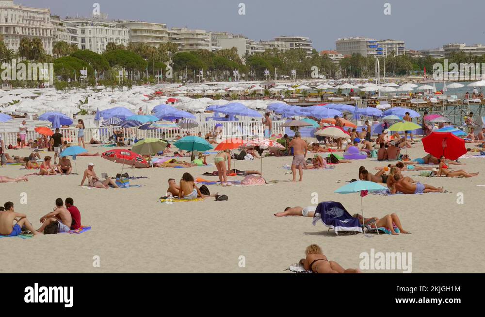 The famous beach of Cannes at the Croisette in summer - CITY OF CANNES ...