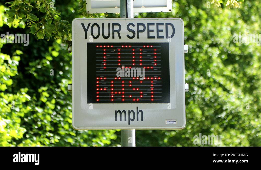 Speed Indicator Device displaying the speed of approaching cars. 4K ...