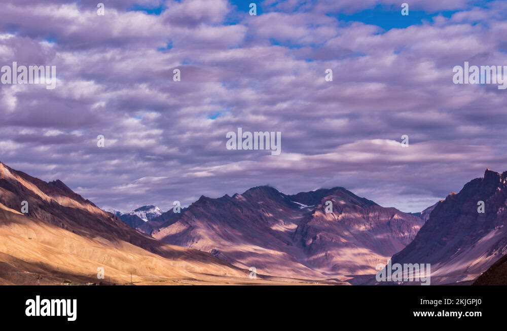 Shadow of Clouds over Mountain Time Lapse in Kaza Village of Spiti ...