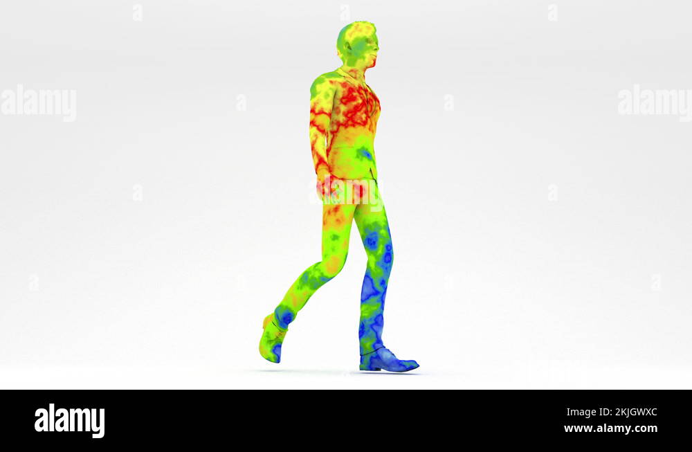 Thermographic image of human showing different temperatures in range of ...