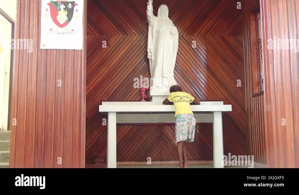 Papua New Guinea PNG national girl singing in the Rabaul Church Stock ...