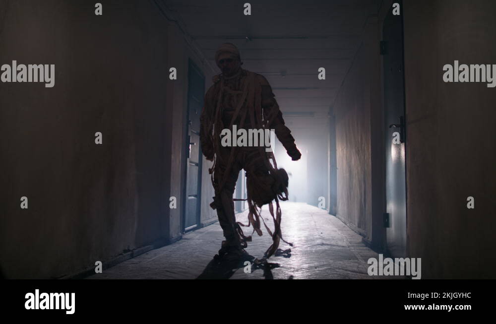 Guy in thematic bandaged costume of halloween mummy doing a cool ...