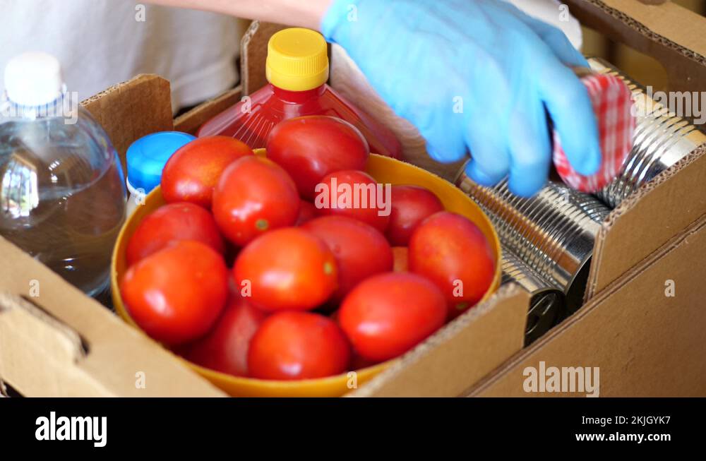 Preparing a Safety Food Delivery Box Stock Video Footage - Alamy