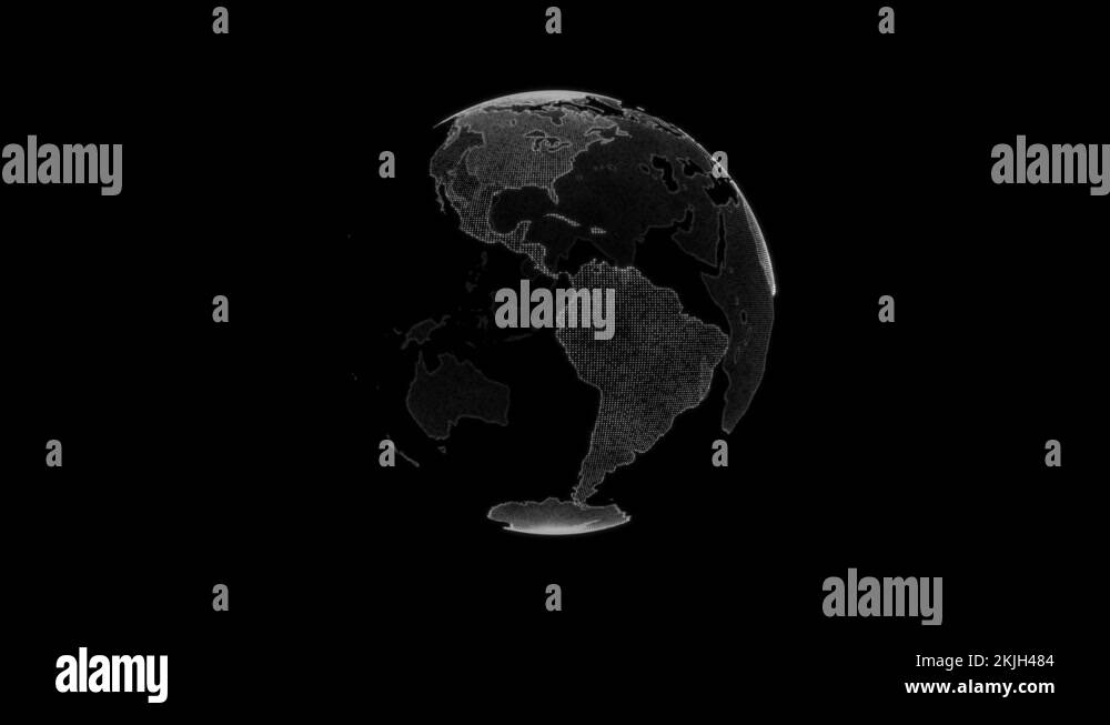 Rotating world globe from particles. HUD. Digital planet Earth ...