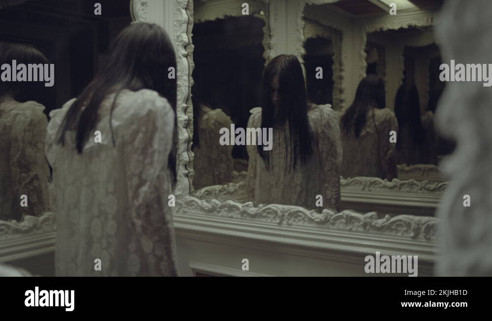 Phantom of bride looking in the mirror, supernatural force, demonic ...