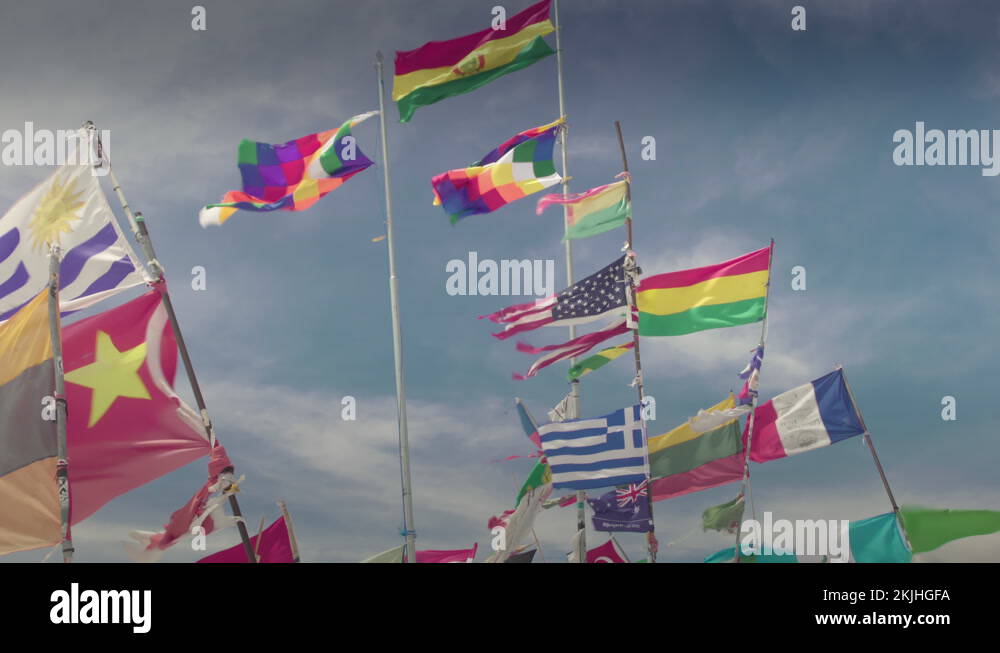 Dakar World Flags, as the Andes and Bolivian Flagss at Uyuni Salar ...