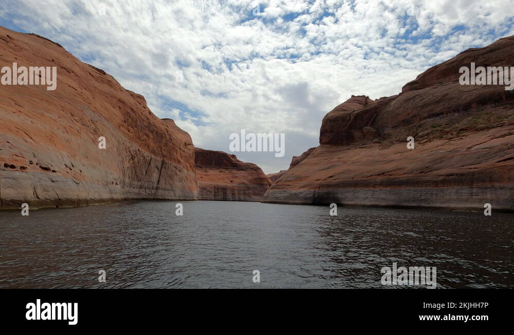 Boat ride through rock cliff Lake Powell Utah POV 4K Stock Video ...