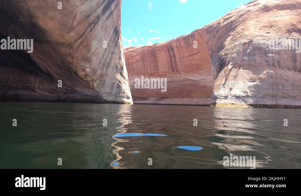 Underwater beautiful Lake Powell Utah red rock cliff cave 4K Stock ...