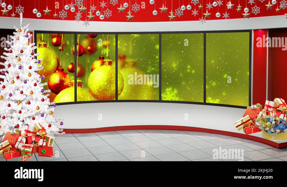 Christmas TV Studio Set 48- Virtual Green Screen Background Loop Stock ...