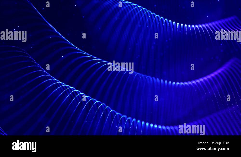 Glow blue particles form lines, surfaces, complex string structures in smooth Stock Video ...