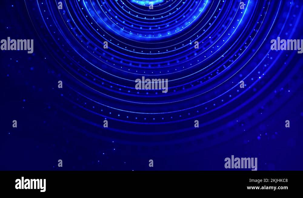 Glow blue particles form lines, surfaces, complex round structures in ...